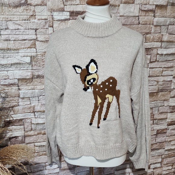 Disney | Sweaters | Disney Cozy Beige Sweater With Deer Design | Poshmark